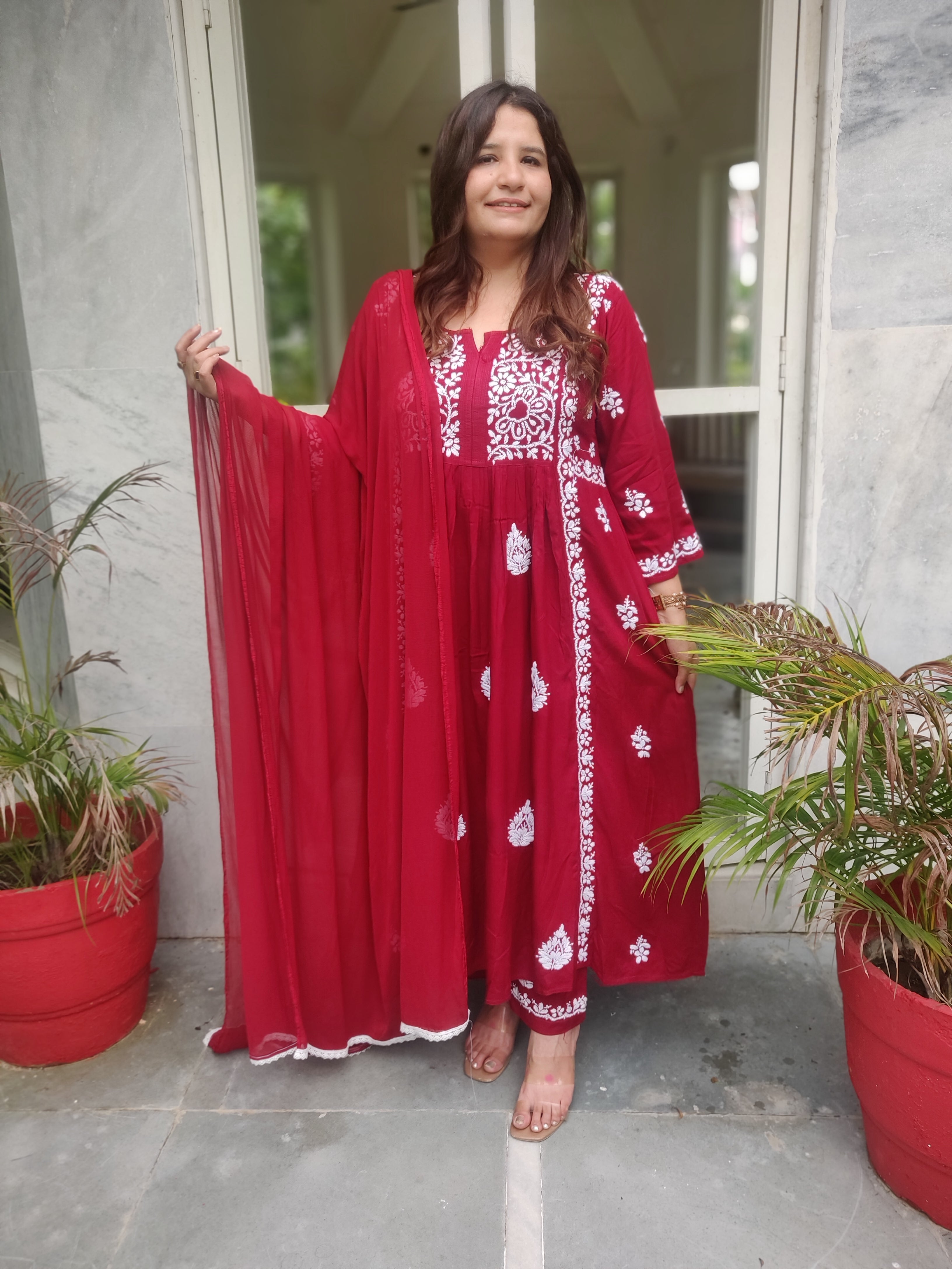 Maroon Chiffon Pure Dupatta – Desire Label